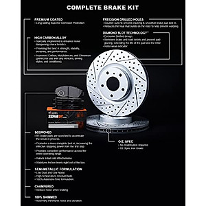 R1 Concepts Rear Brakes and Rotors Kit |Rear Brake Pads| Brake Rotors and Pads| Super Duty Brake Pads and Rotors|fits 2011-2022 Dodge Durango; Jeep Grand Cherokee, Grand Cherokee WK
