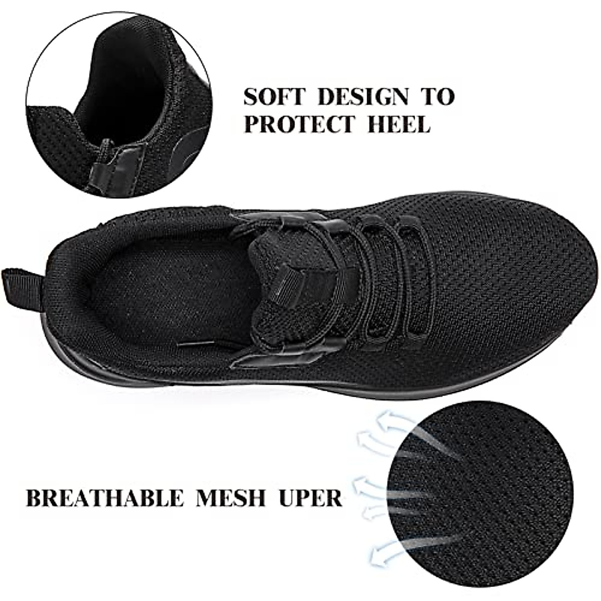 WCIDFY Womens Running Shoes Tennis Sneakers Lightweight Sports Workout Sneakers Black Womens Size 6.5