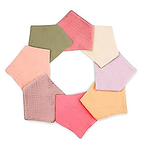 PandaEar 8 Pack Muslin Bibs for Baby Girls, 100% Cotton Baby Bandana Bibs Drool Bibs for Newborns Infant, Absorbent Burp Cloths Baby Bibs for Teething & Drooling