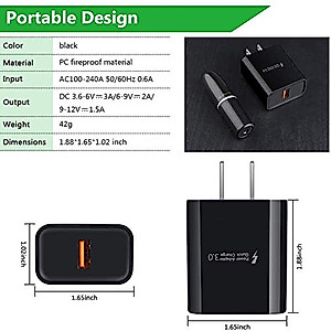 USB C Fast Charger for Samsung Galaxy S23/S22/S21/S21 Ultra/S21+/S20 FE Note 20 Ultra A13 A53 A12 A32 A42 A21 A51 A71 A10E A20 A50 S10 S9 S8,Quick Charge 3.0 Wall Charger Car Adapter+6FT Type C Cable