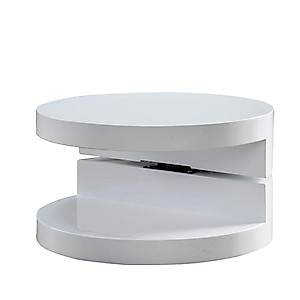 Christopher Knight Home CKH Small Circular Mod Rotatable Coffee Table, Glossy White