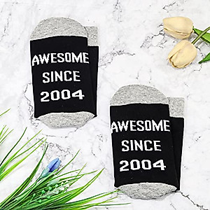 JXGZSO 19 Birthday Socks Awesome Since 2004 Happy Nineteen Birthday Gift 19th gift