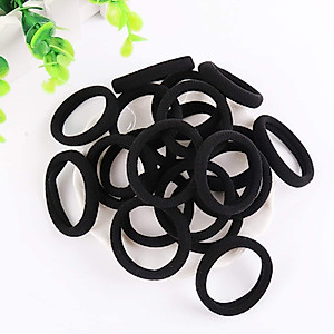 Antye Hair Tie, 100Pcs Black Onyx - Soft Cotton, Seamless Hair Elastic for Thick or Thin Hair, No Snag, Dent or Breakage, Baseball & Tennis Suitable, All Age Friendly