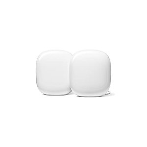 Google Nest WiFi Pro - Wi-Fi 6E - Reliable Home Wi-Fi System with Fast Speed and Whole Home Coverage - Mesh Router - 2 Pack - Snow
