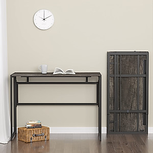 Gezen Folding Desk 40'' Computer Desk for Home Office, No Assembly Office Desk Foldable Simple Study Writing Desk Table for Small Spaces(Dark Grey)