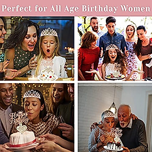 36PCS Birthday Decorations for Women Including Birthday Queen Sash, Crown, Birthday Cake Topper, Birthday candles and Balloons, Rose Gold Birthday Party Decorations Favors.