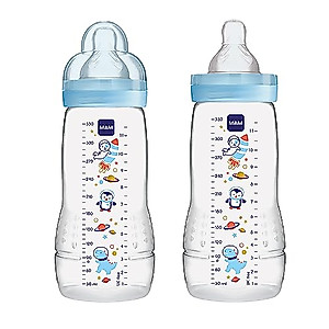 MAM Easy Active Baby Bottle, Switch Between Breast and to Clean, 4+ Months, Boy,(Pack of 2)