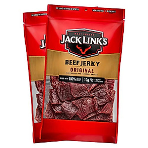 Jack Link's Beef Jerky, Original – Great Everyday Snack, 10g of Protein and 80 Calories, Made with 100% Beef – 96% Fat Free, No Added MSG** – 9 Oz. (Pack of 2)