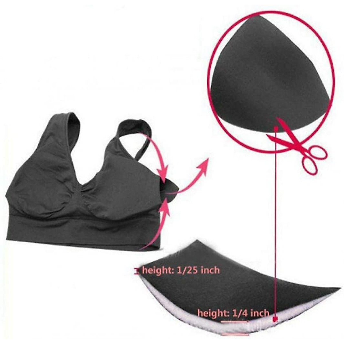 Womens Removable Smart Cups Bra Replacement Inserts Liner Pads 3 Pairs In Set