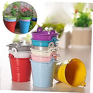 Yardwe Flower Bed Decor Basket Decor Fence Decor 10pcs Bucket Planter Balcony Bucket Hanging Flower Buckets Hanging Flower Pots Garden Hanging Bucket Balcony Hanging Bucket Flowerpot Drum