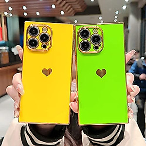 Tzomsze Square iPhone 14 Pro Case, Cute Cases Full Camera Protection, Reinforced Corners TPU Cushion Shockproof Edge Bumper Cover iPhone 14 Pro Phone Case [6.1 inches] -Purple