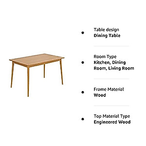 Panana Modern Dining Table 47 Inch Kitchen Table with Solid Wood Leg Oak Finish Dinner Table Dining Room Home Furniture Natural