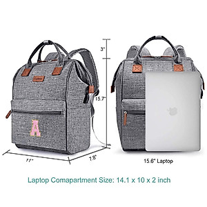 Personalized Initial Laptop Backpack for Women-Waterproof Teacher Backpack/College Backpack/Nurse Backpack for Work,Travel Bckapack with 15.6" Laptop Compartment-Birthday Gift for Women