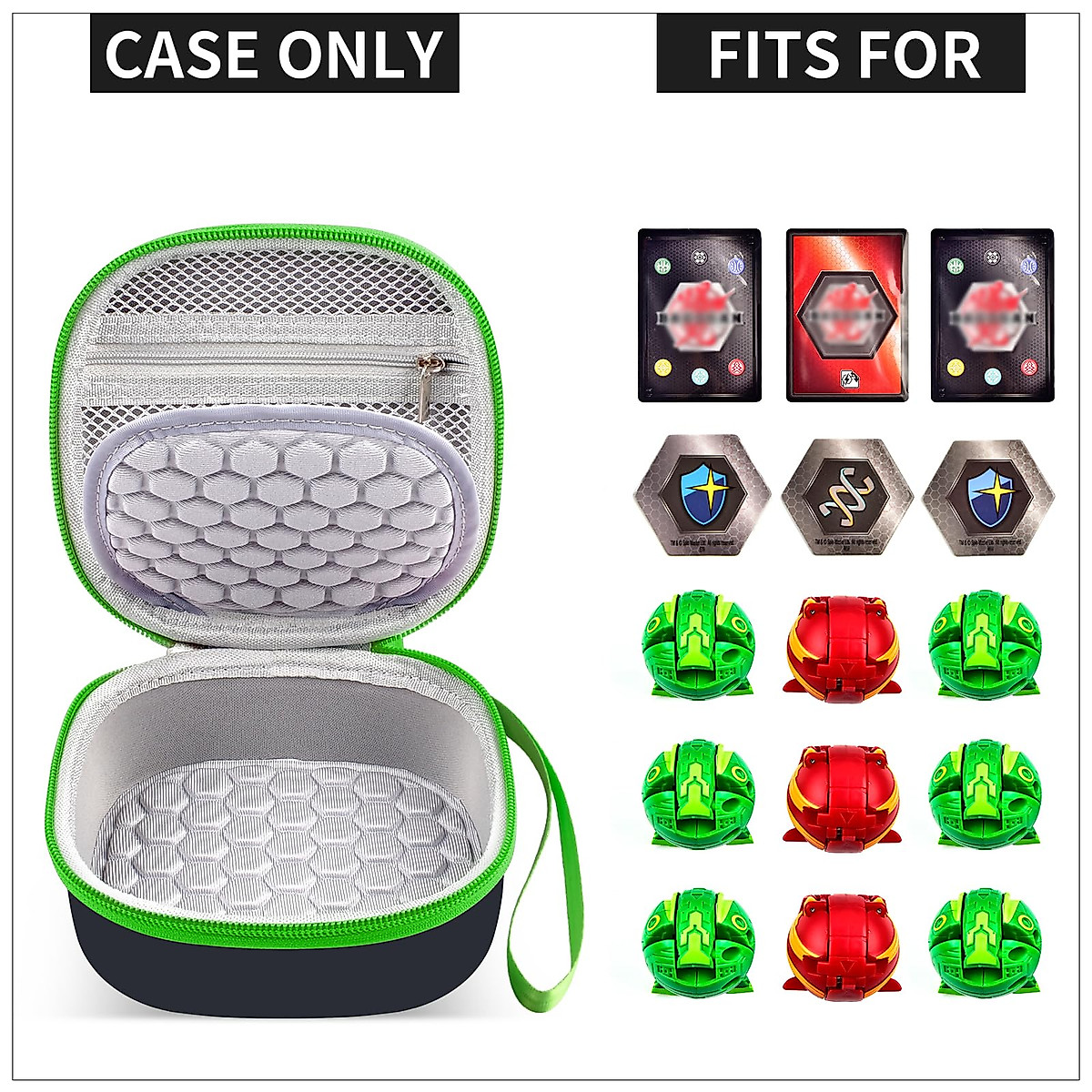 Toy Organizer Storage Case Compatible with Bakugan Figures, for BakuCores and Armored Alliance, Geogan Rising Battle Action Figure Carrying Storage Holder (Box Only) - Green