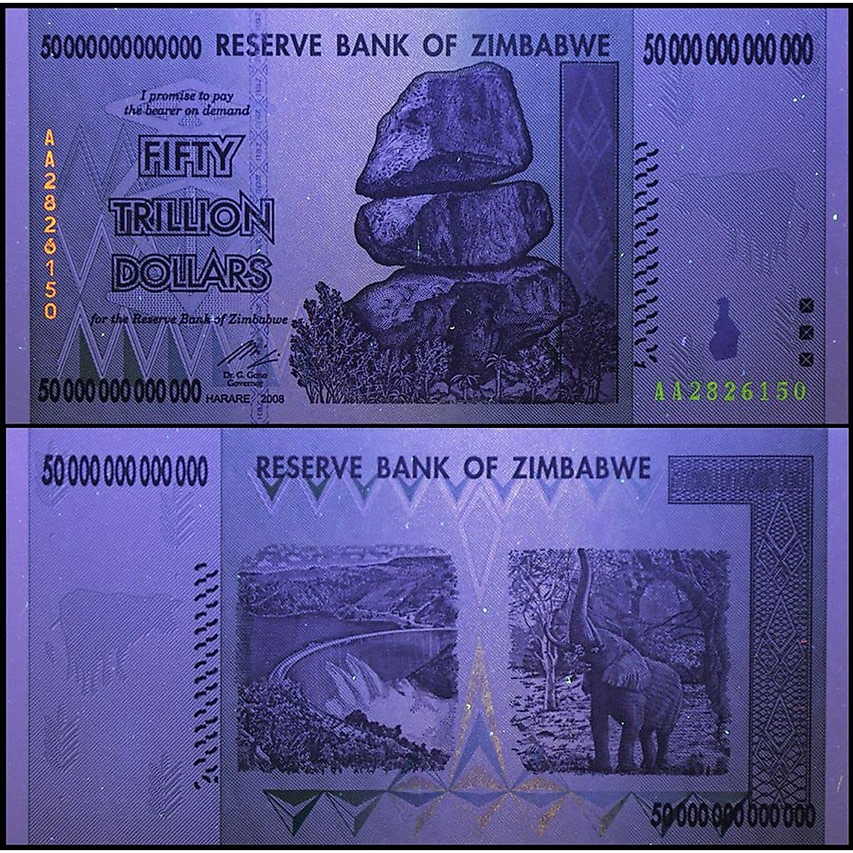 2008 - Reserve Bank of Zimbabwe 50 Trillion Dollar Seller Uncirculated