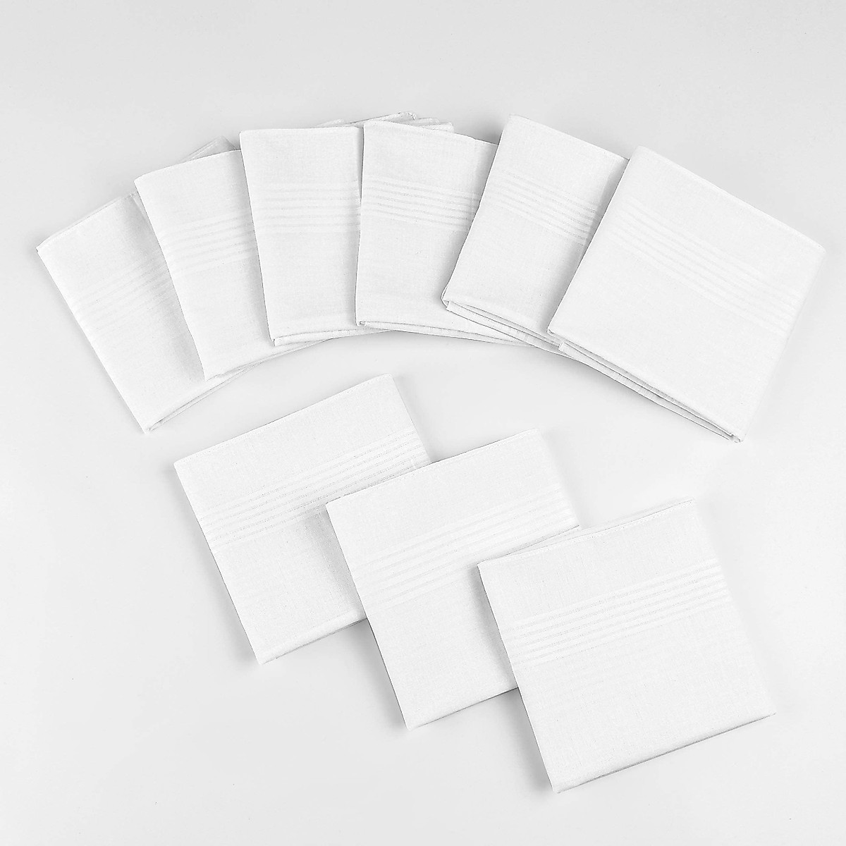 HOULIFE 100% Cotton Men's Handkerchiefs, Solid White Handkerchiefs for Men Cotton Pocket Square 15.7x15.7 (6/12pcs)