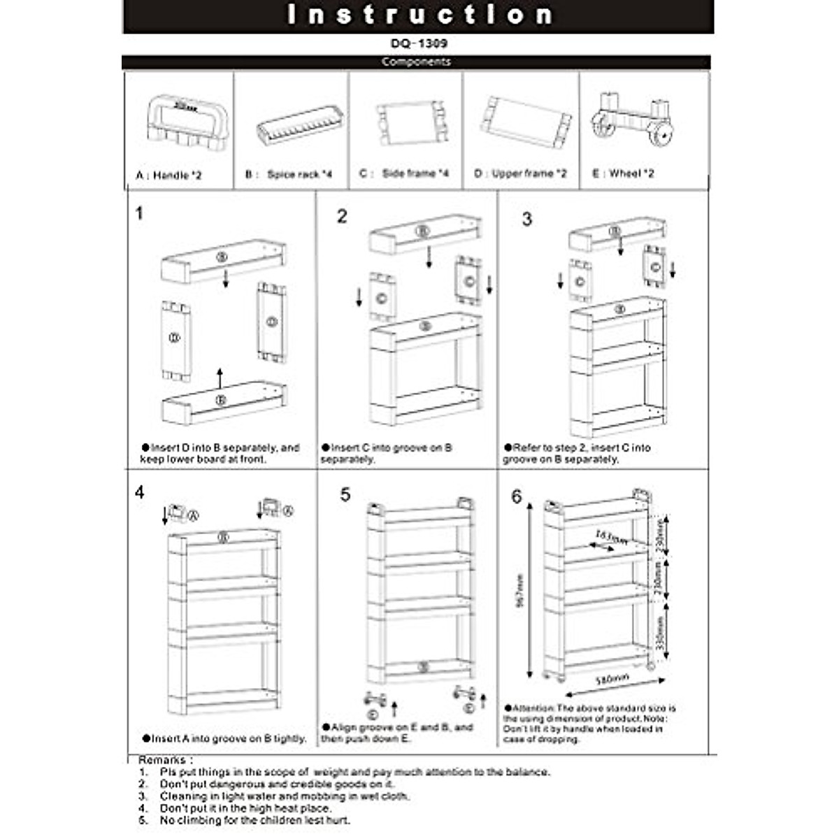 BAOYOUNI Rolling Slim Cart Between Washer Dryer Cabinet Storage Shelf Rack Narrow Slide Out Tower Organizer Space Saving Shelving Units with Wheels (4-Tier)