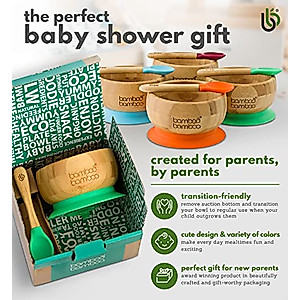 bamboo bamboo ® Suction Bowl for Baby – Bamboo Baby Bowl and Spoon Set with Removable Silicone Suction Cup for Kids | 11.8oz | Non-Toxic | Cool to The Touch | Ideal for Baby-Led Weaning (Green)