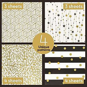 Gift Wrapping Paper Sheets- Elegant Gift Wrap, Fancy Gold and White Wrapping Paper for Men or Women, 14 Sheets Gift Wrap Paper for Christmas, Wedding, Birthday, Anniversary, or Any Occasion!