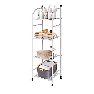 Isyunen 4 Tier Bathroom Storage Open Shelf Unit,Storage Shelf Rack,Free-Standing Metal Corner Rack Shelving for Bathroom,Kitchen, Living Room, Hallway,Display Bath Essentials, Planters, Books
