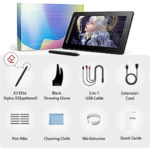 Drawing Tablet with Screen - XP-PEN Artist 2nd Pen Display Computer Graphics Tablet with Battery-Free X3 Stylus (15.4 inch, Black)