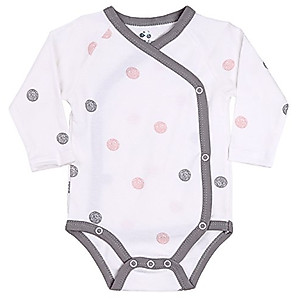 Asher & Olivia Baby Kimono Side Snap 3 Pc Girl Long Sleeve Bodysuit Set (Polka Dots, Newborn)
