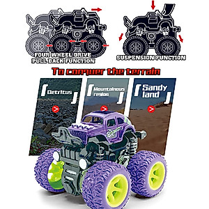 Chdutoys Monster Trucks For Boys 3 years Toys Cross Country Inertia Toy Car Monster Trucks Stunt Toy Car Push Toy Car for 3 4 5 Year Old Boys Children Toy Boy Toy 4pcs Toy Car Mini Monster Trucks