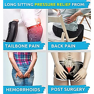 ERGONOMIC INNOVATIONS Donut Pillow for Tailbone Pain Relief and Hemorrhoids, Donut Cushion for Postpartum Pregnancy and After Surgery Sitting Relief, Suitable for Men and Women at Home & Office Chairs