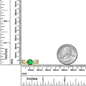 Gem Stone King 18K Yellow Gold Plated Silver Round 6MM Gemstone Birthstone Engagement Ring | Wedding Anniversary Promise Ring For Women | Available In Size 5, 6, 7, 8, 9