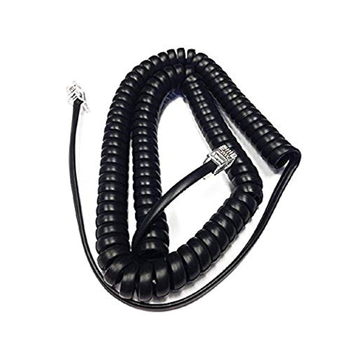 The VoIP Lounge Replacement 12 Foot Black Handset Receiver Curly Coil Cord for Panasonic Landline Phone (12 Feet Fully Stretched, 20 Inches Coiled)