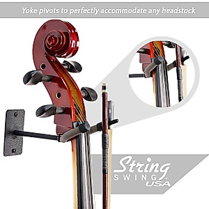 String Swing BCC03F4-FW-C Cello Hanger Wall Mount with Bow Holder Peg Electric and Acoustic