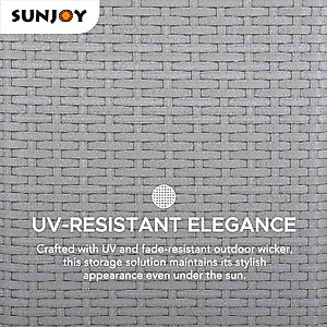 Sunjoy Aluminum Frame Pool Towel Valet Tower with 2-tier Shelves And A Large All-Weather Wicker Storage Basket for Dirty Towels, Grey