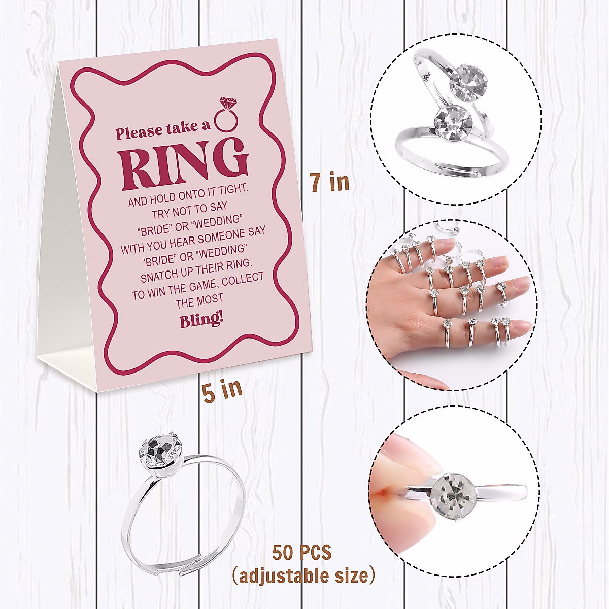 Put a Ring on It Bridal Shower Game, 50 Metal Rings for Don't Say Bride or Wedding Games, Rings for Bridal Shower Games, Bridal Shower Games for Guests, Bridal Shower Decorations -JZYX-R04
