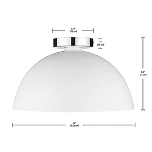 Novogratz x Globe Brady 1-Light Semi-Flush Mount Ceiling Light, Matte White, Chrome Details,61091