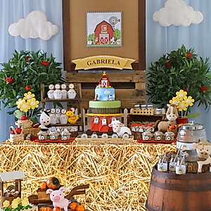 PHOGARY Straw Tablecloth for Cowboy Party Decorations, 3 Pack Fake Hay Table Cover for Farm Birthday Decorations Plastic Country Party Tablecloths, Farm Table Cloth for Tractor/Westtern Baby Shower