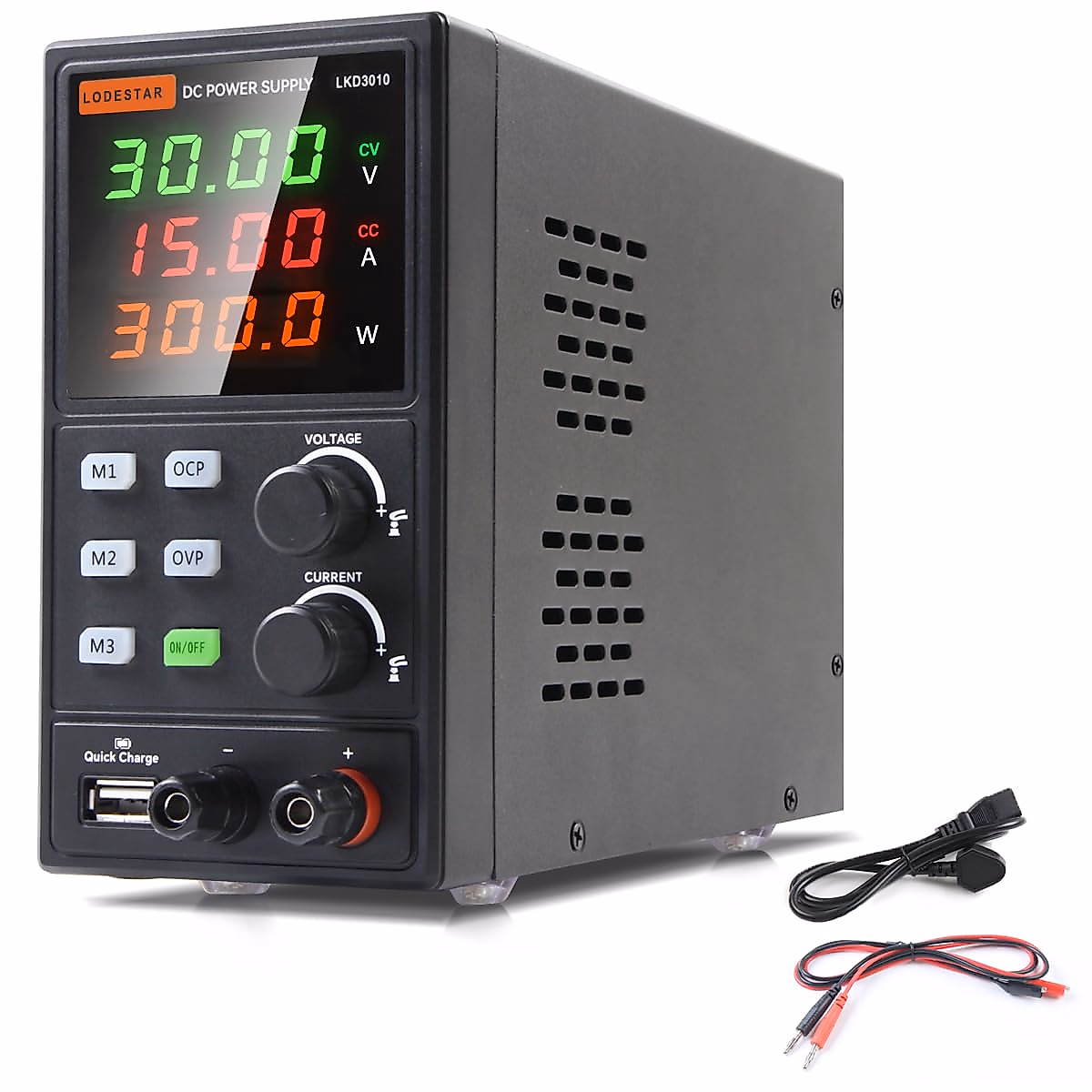 GALOOK DC Power Supply Variable, Bench Power Supply with 3 Memory Storage, Encoder Knob, 4-Digit LED Display, USB Interface Programmable Adjustable Switching Regulated Variable Power Supply(30V 10A)