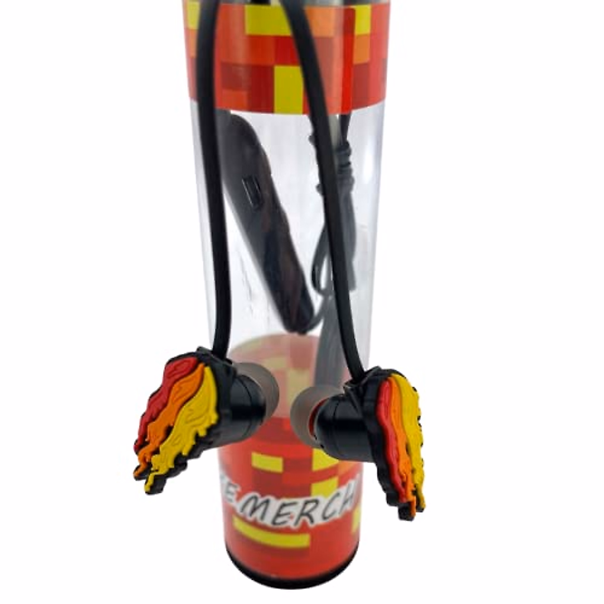 Preston Playz Fire Merch for Kids | Fire Earbuds in-Ear Bluetooth Headphones with Microphone | Hi-Res Earphones Volume Control Ear Bud Tips Lightweight