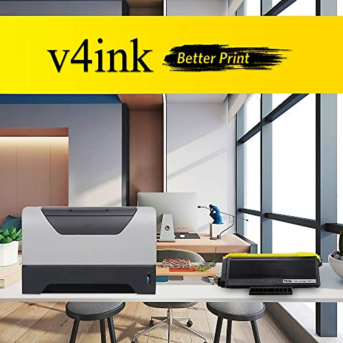 v4ink 1-Pack Compatible Toner Cartridge Replacement for Brother TN580 TN620 TN650 High-Yield Work with HL-5240 HL-5250 HL-5340 HL-5370 MFC-8460 MFC-8480 MFC-8680 MFC-8690 MFC-8860 MFC-8890 Series