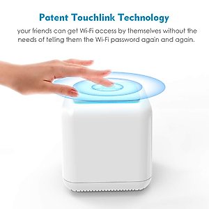 Mesh WiFi Router,Dual Band AC1200 Whole Home Mesh WiFi System with Touchlink Function, Router & Extender Replacement Covers up to 4,500 sq. ft, 2-Pack Includes 1 WiFi Router & 1 WiFi Extenders