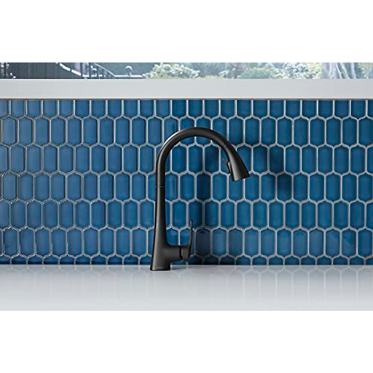 KOHLER R22867-SD-BL Maxton Pull-Down Kitchen Faucet with Soap Dispenser, Pull Down Sprayer, Matte Black