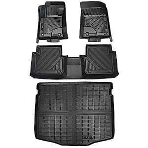 Car Floor Mats 2 Rows and Cargo Liner Set Black Compatible for 2020 2021 2022 2023 2024 Ford Escape All-Weather Rubber Mat Protection Black