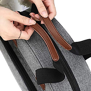 MIOKY Embroidery Bag for Cross Stitch Project, Embroidery Supplies Organizer Storage Portable Carrying Case Travel Tote for Embroidery Hoops,Floss,Cross Stitch Tools,Grey [Bag Only]