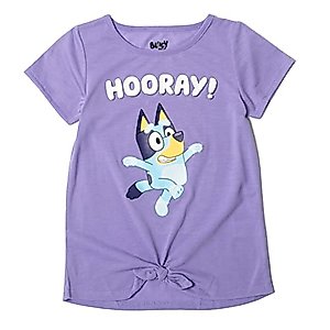Bluey Little Girls Knotted Graphic T-Shirt Purple 7-8