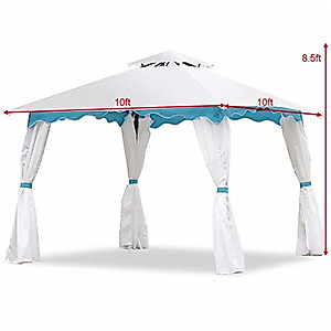 ADUH 2 Tier 10'x10' Patio Gazebo Canopy Tent Steel Frame Shelter Awning W/Side Walls Outdoor Furniture