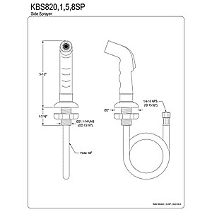 Kingston Brass KBS828SP Kitchen Faucet Side Sprayer, Brushed Nickel