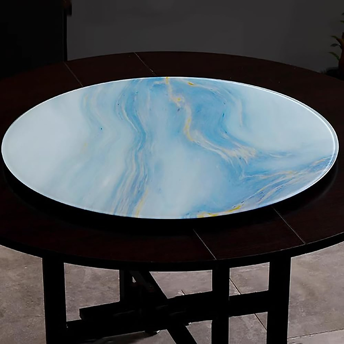 MegLob Marble Pattern Lazy Susan Turnable, Tempered Glass Lazy Susan Turnable for Dining Table, Hotel Serving Rotating Tray, 8Mm Thickness, Easy to Share Food,⌀78cm/30.7"