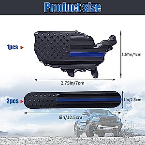 3 Packs Car Badge Emblem Sticker Decal, 3D US American Flag and USA Flag map Decal Emblem Sticker,Metal Adhesive Auto Fender Bumper Badge Stickers, for car Exterior Accessories