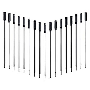 HeTaoCat Red Ink Refill Pack of 5, Replaceable Ballpoint Pen Refills, Medium Point Metal Refil (Black)