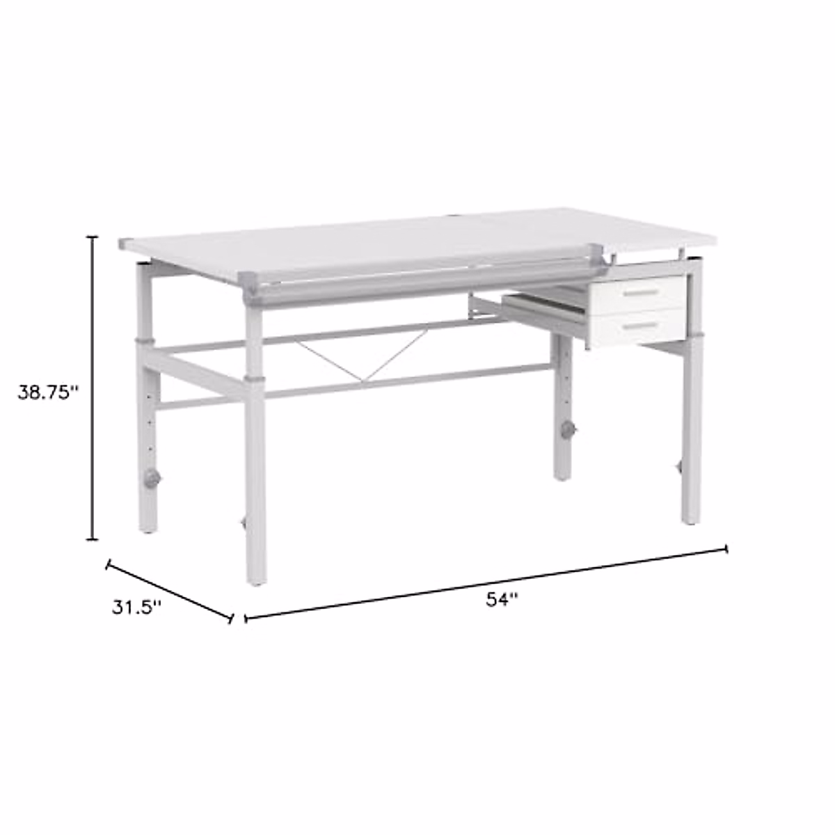 Studio Designs Graphix II Pro Line Split Top Height Adjustable Drafting, Drawing Table with 39.5" x 30" Tilting Top,White