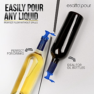 Esatto Pour and Seal, Pourer with Lid – Easy Pouring for Drinks like Spirits and Liquors, Lid for Healthy Practices Keeping Debris and Fruit Flies Away, Professional Bar Tool, Pack of 12 Pieces (Blue)